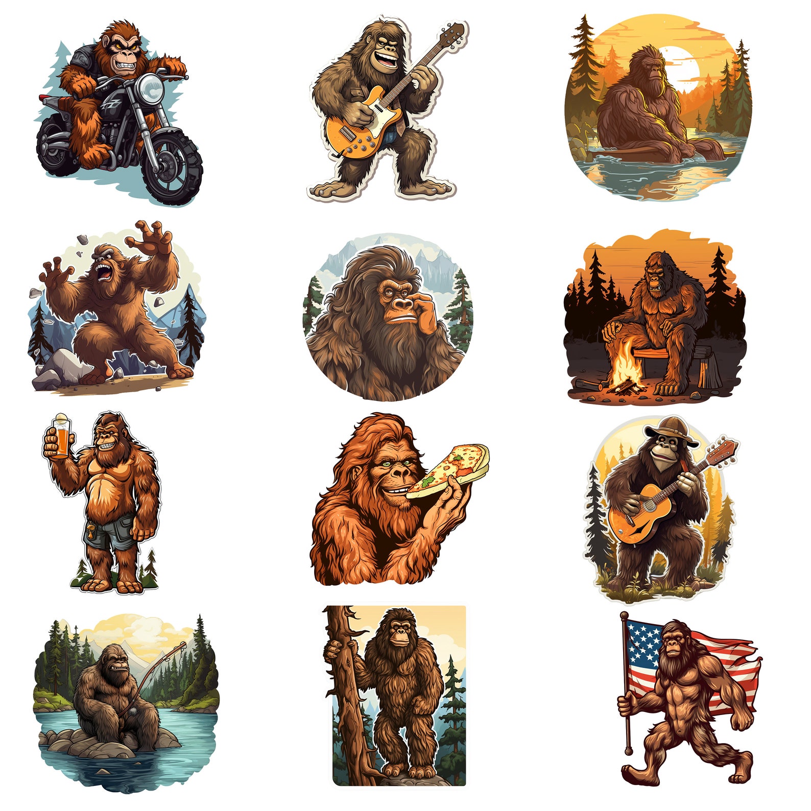 Bigfoot Clipart Files for Download, 12 Funny Bigfoot PNG Designs for ...
