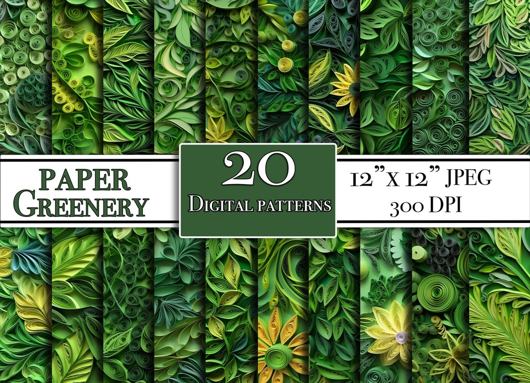 Greenery and Foliage Digital Paper Bundle, 20 Greenery Digital Paper ...