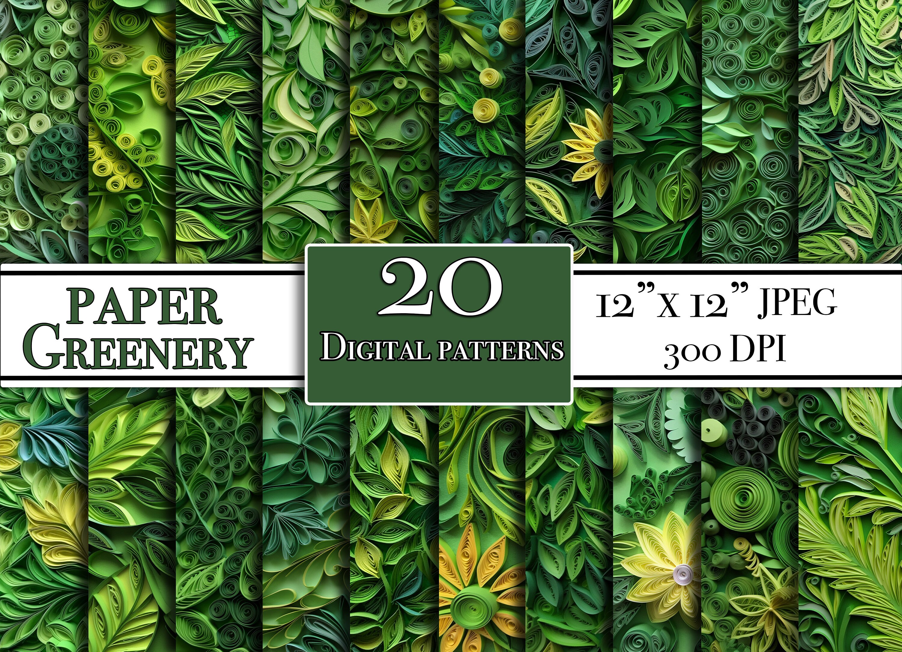 Greenery and Foliage Digital Paper Bundle, 20 Greenery Digital Paper ...