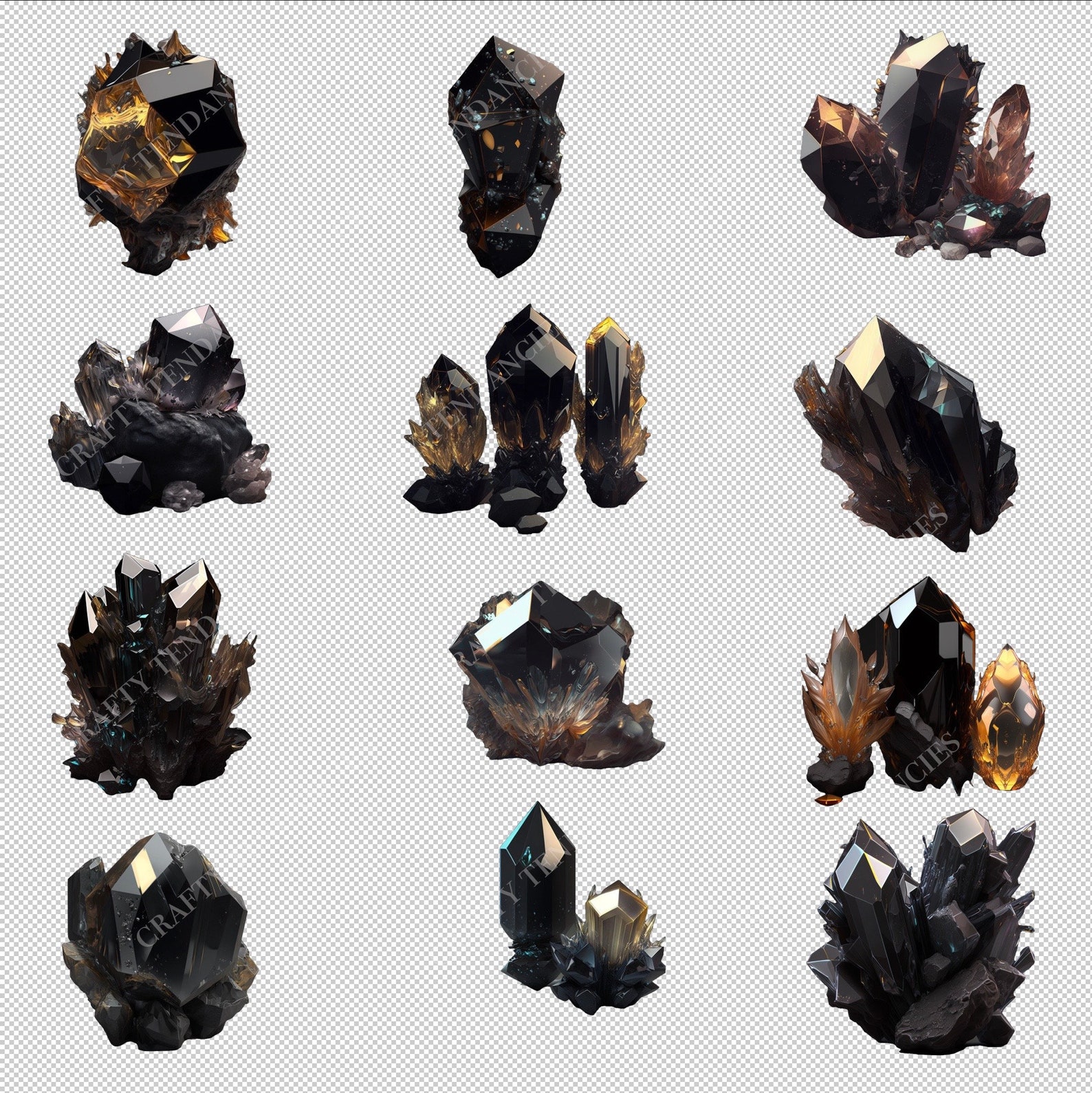 Onyx Crystal Clipart PNG Files for Instant Download Realistic Onyx ...