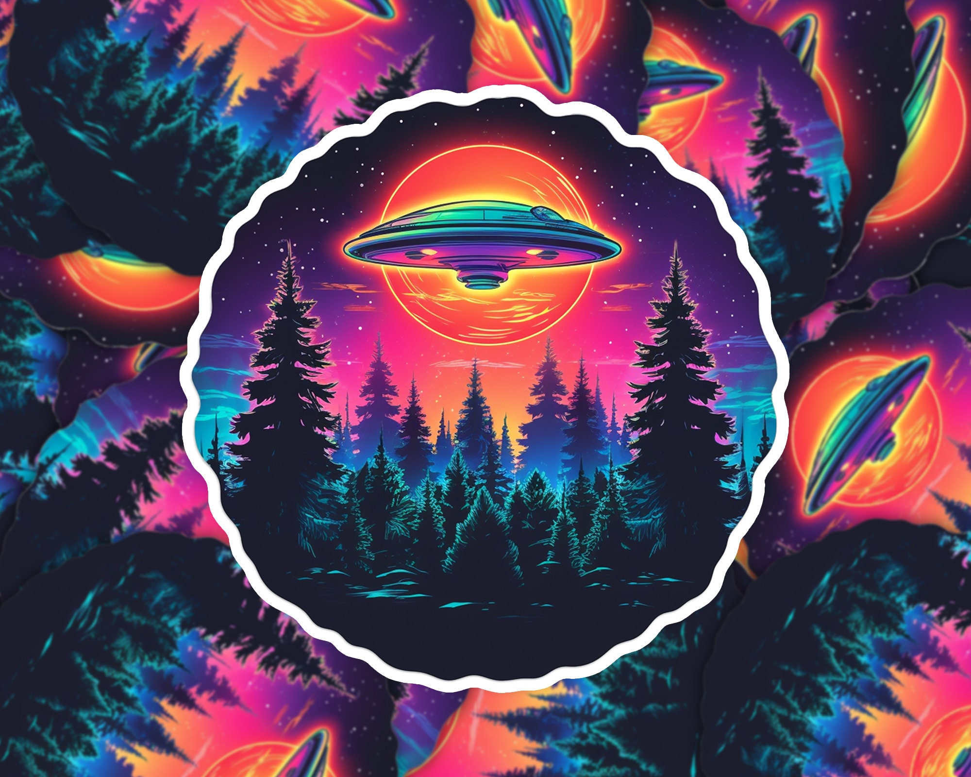 UFO Clipart PNG Files for Instant Download, UFO Sticker Design, Alien ...