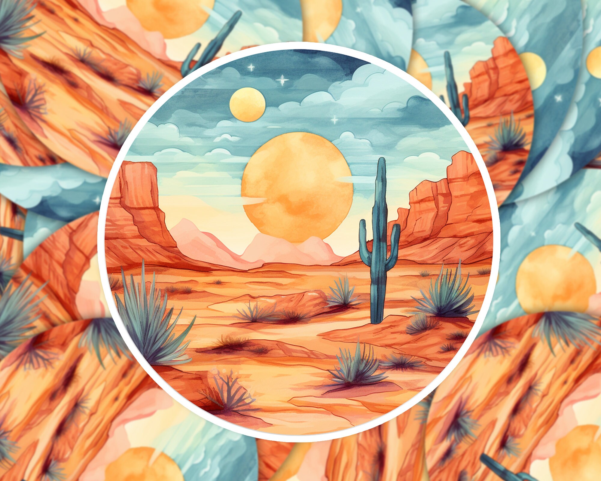 Watercolor Desert Landscape Clipart Files for Instant Download ...