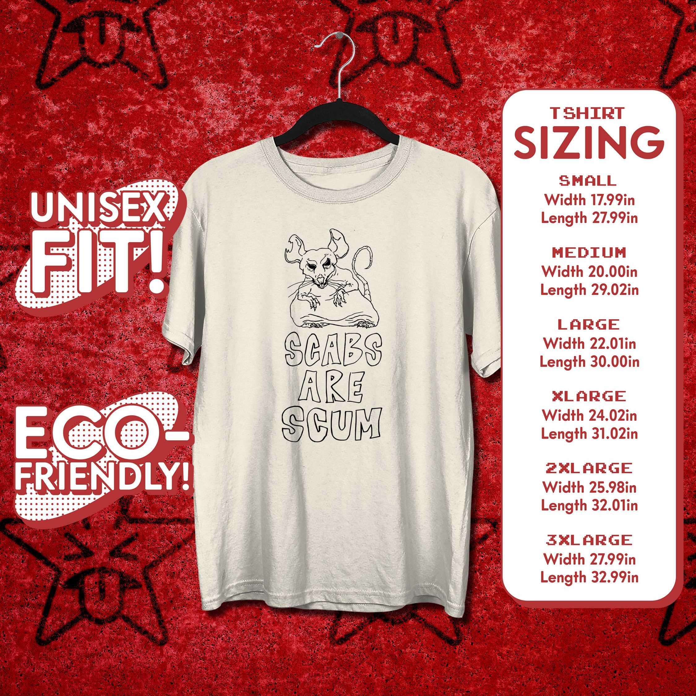 Scabby the Rat Shirt Scabs Are Scum Never Cross a Picket Line Working ...