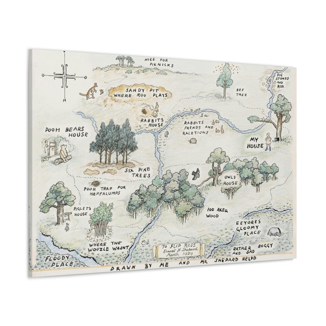 100 Acre Wood Map Print Canvas Wall Decor 100 Acre Wood Sign - Etsy