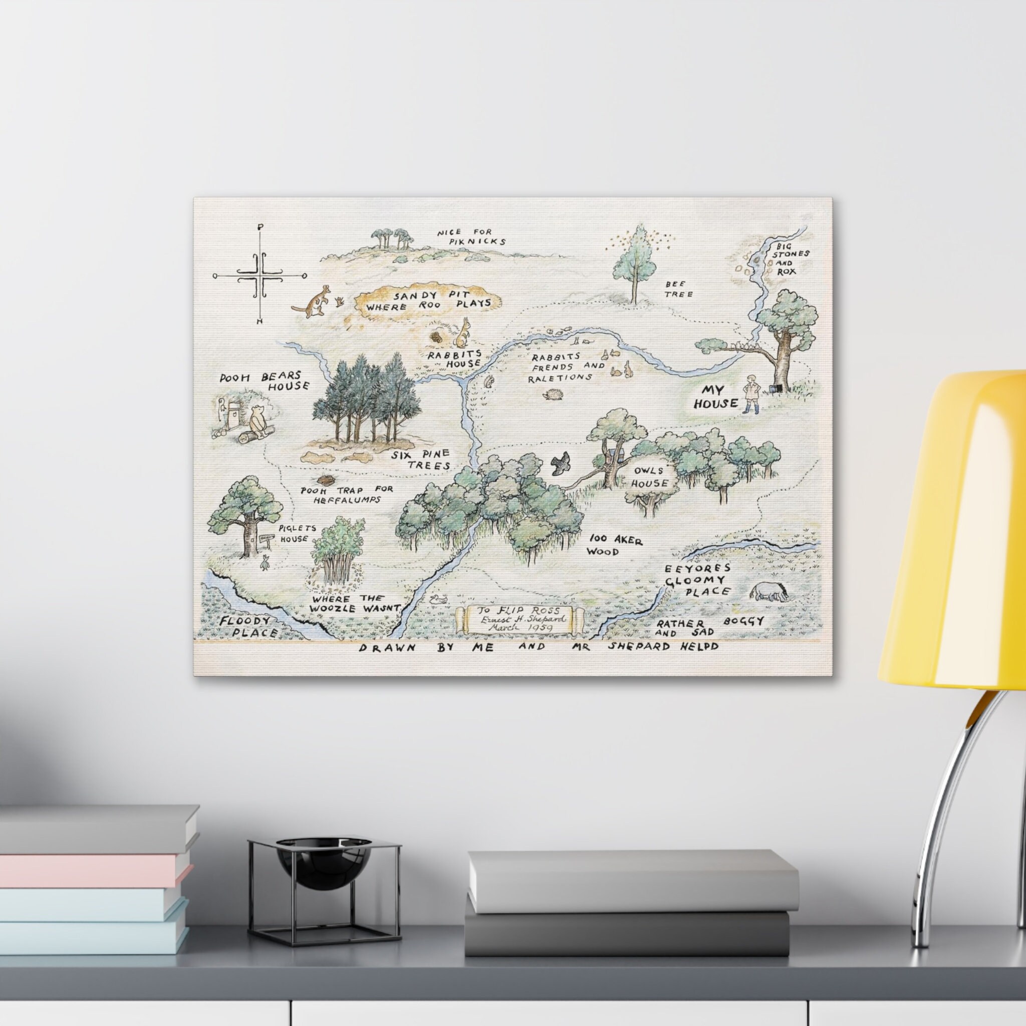100 Acre Wood Map Print Canvas Wall Decor 100 Acre Wood Sign - Etsy
