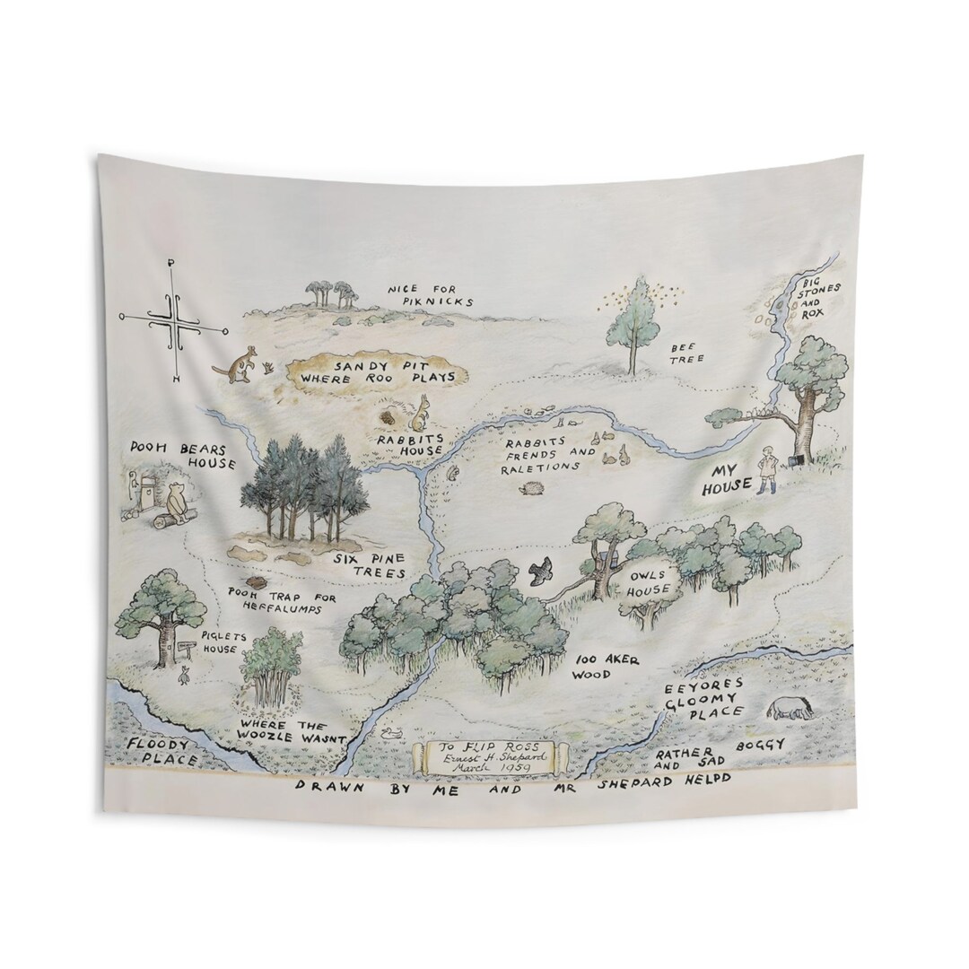 100 Acre Wood Map Hundred Acre Wood Map Watercolor 100 - Etsy