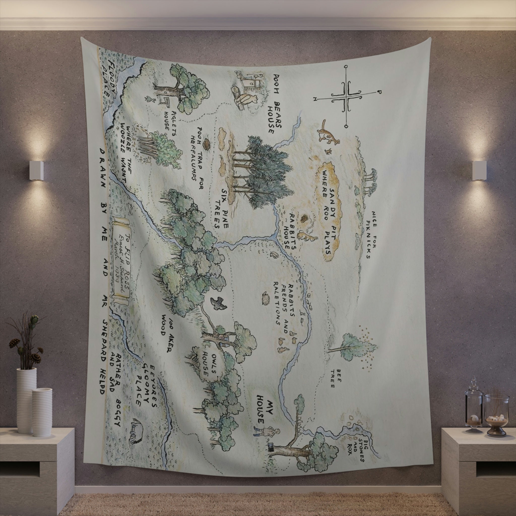 100 Acre Wood Map Hundred Acre Wood Map Watercolor 100 - Etsy Australia