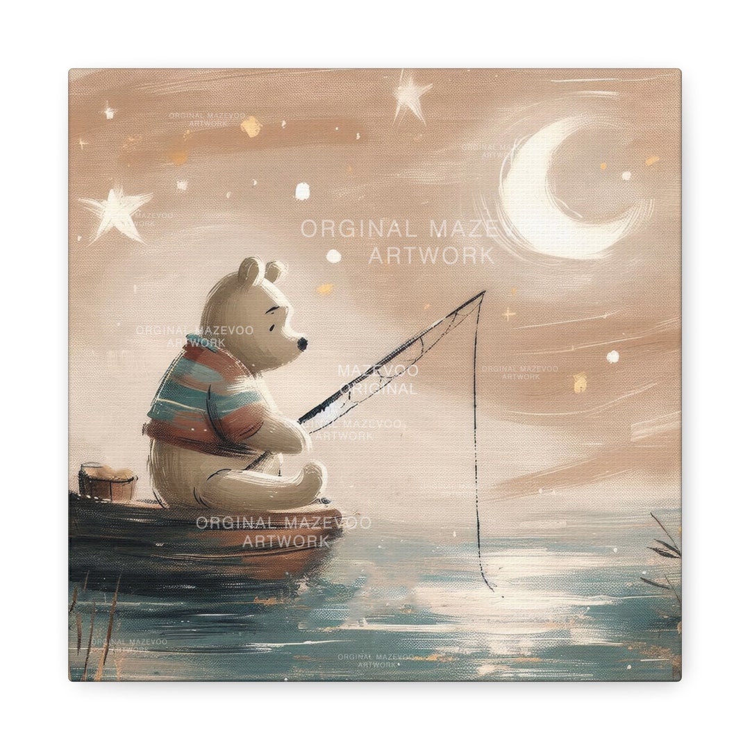 Winnie the Pooh Art | Crescent Moon Sky | Tranquil Night Scene, Pooh ...