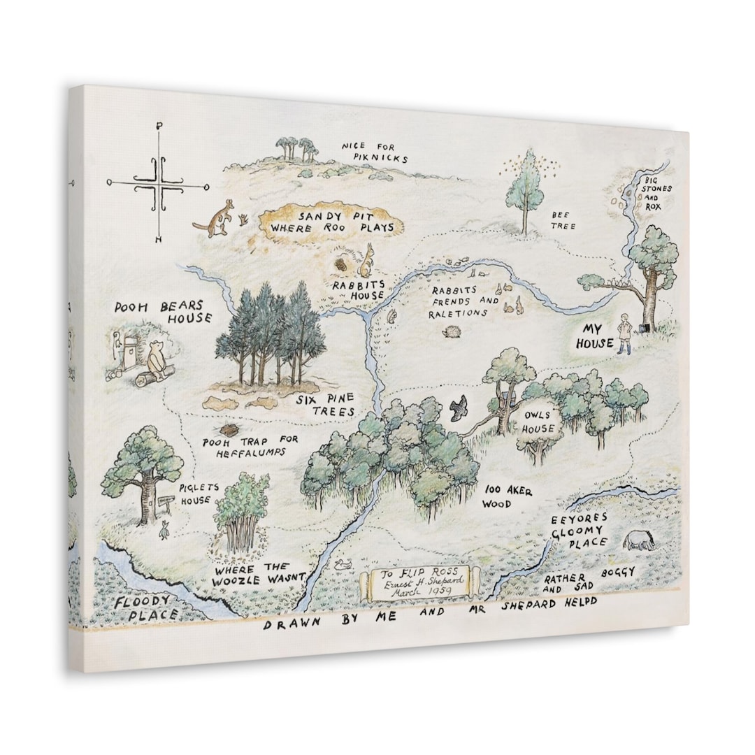 100 Acre Wood Map Print Canvas Wall Decor 100 Acre Wood Sign - Etsy