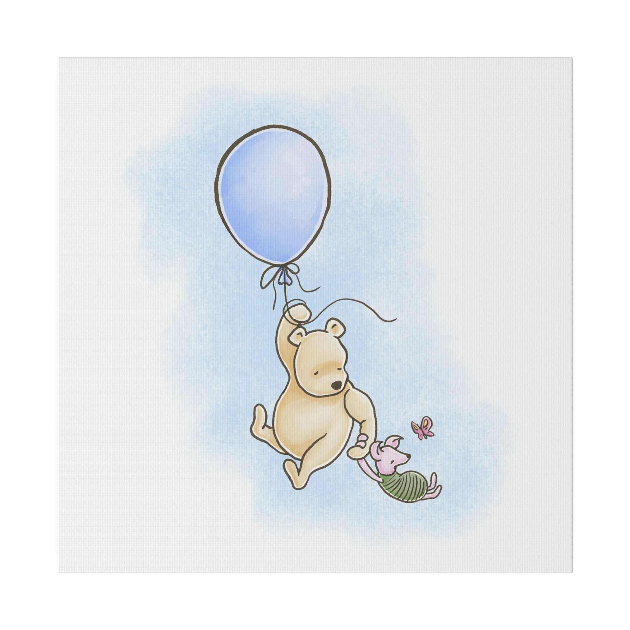 Winnie the Pooh Prints for Nursery Ballon Holding Piglet | Blue Boy ...