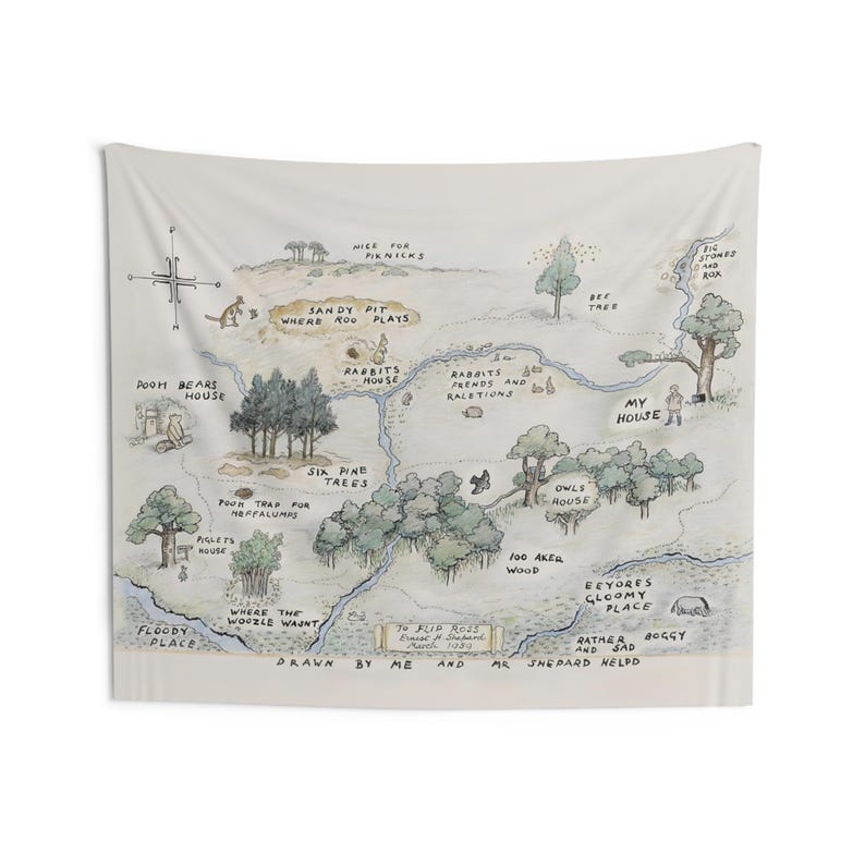 100 Acre Wood Map, Hundred Acre Wood Map Watercolor, 100 Acre Wood ...