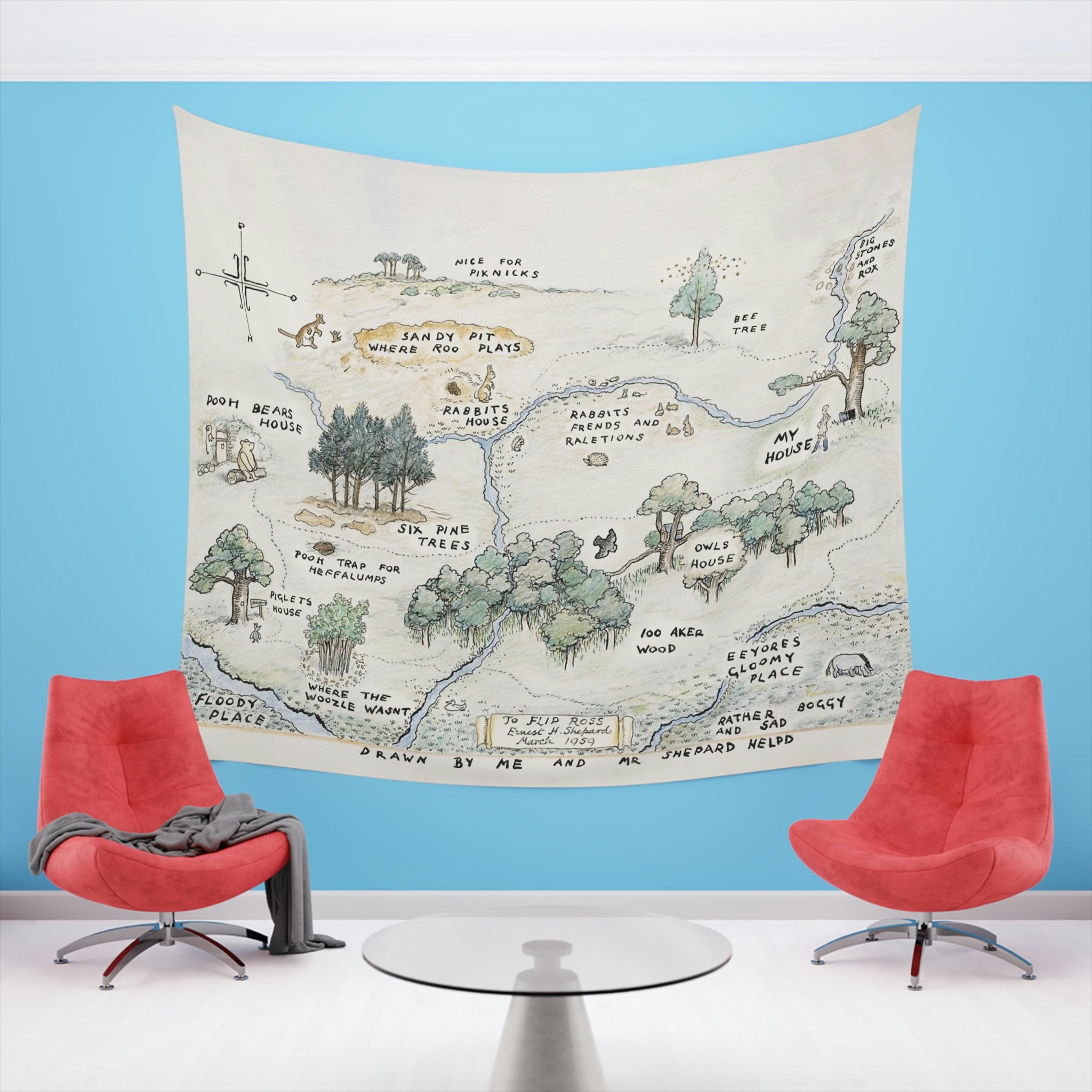 100 Acre Wood Map Hundred Acre Wood Map Watercolor 100 - Etsy Australia