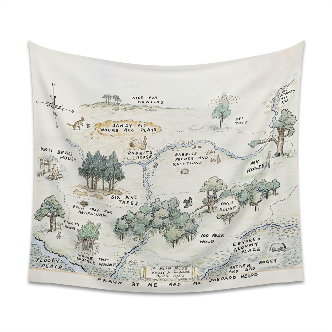 100 Acre Wood Map Hundred Acre Wood Map Watercolor 100 - Etsy
