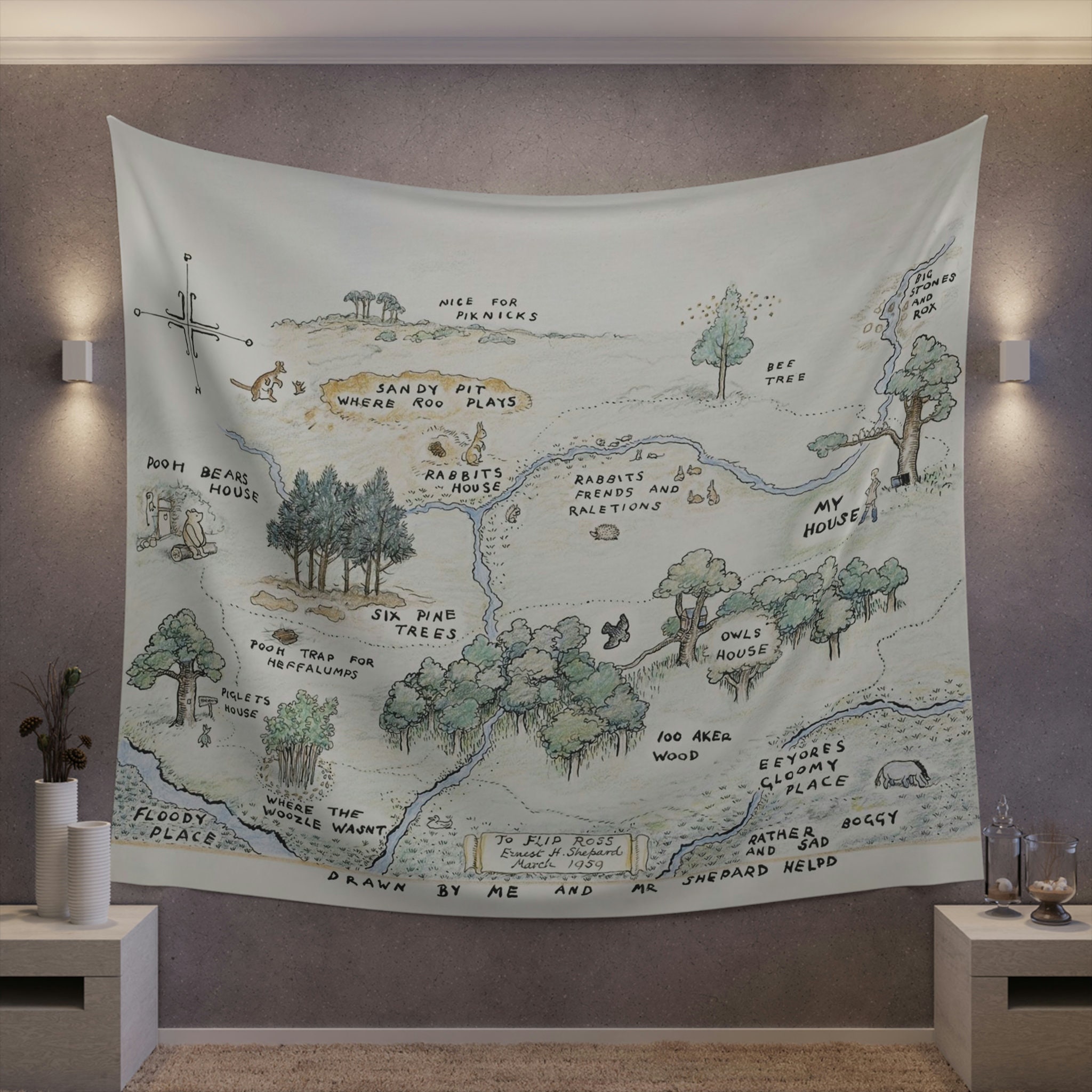 100 Acre Wood Map Hundred Acre Wood Map Watercolor 100 - Etsy Australia