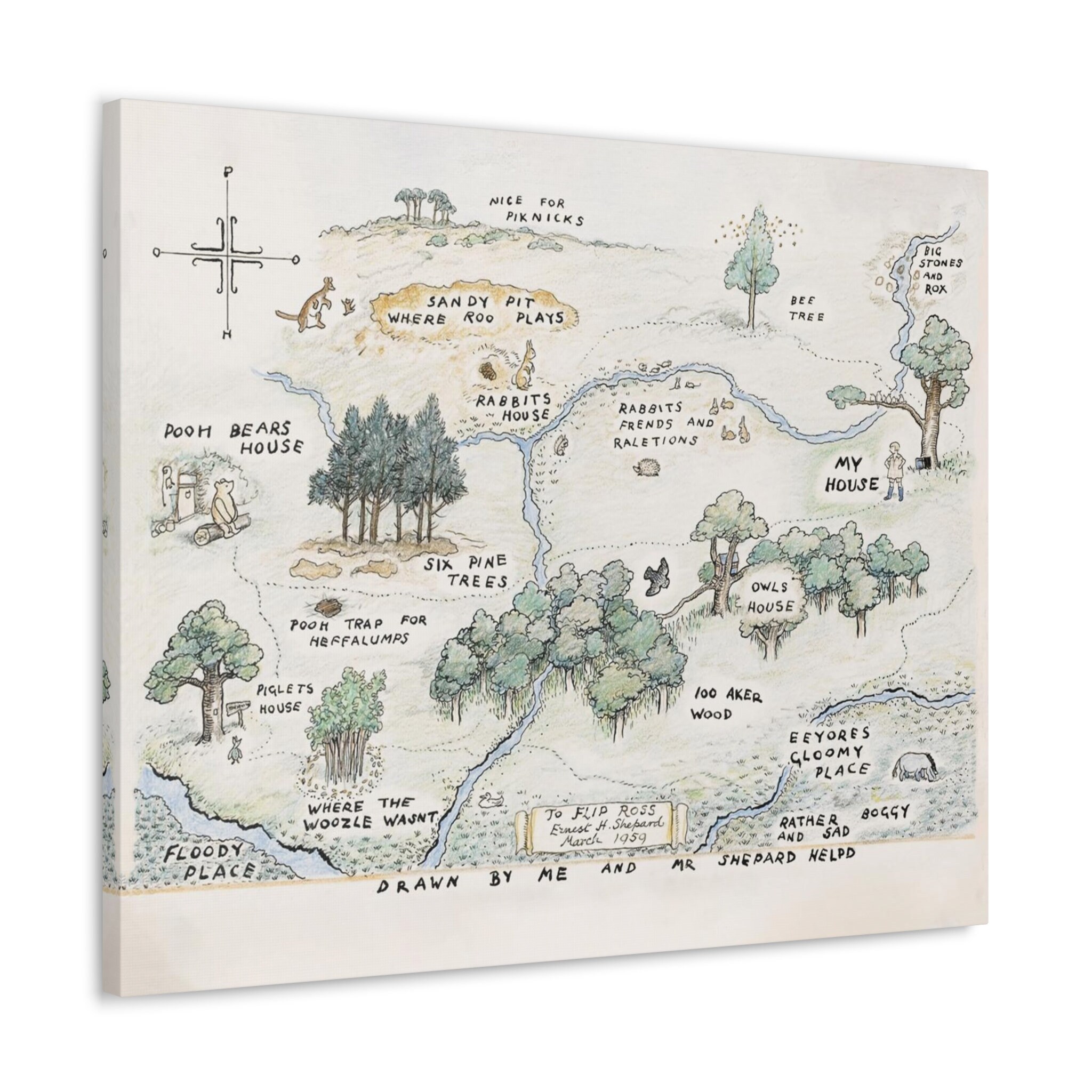 100 Acre Wood Map Print Canvas Wall Decor 100 Acre Wood Sign - Etsy