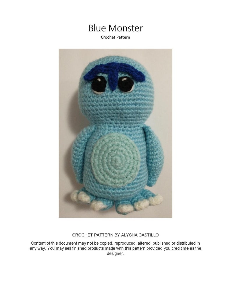 Blue Monster Crochet Pattern - PDF PATTERN ONLY - Etsy