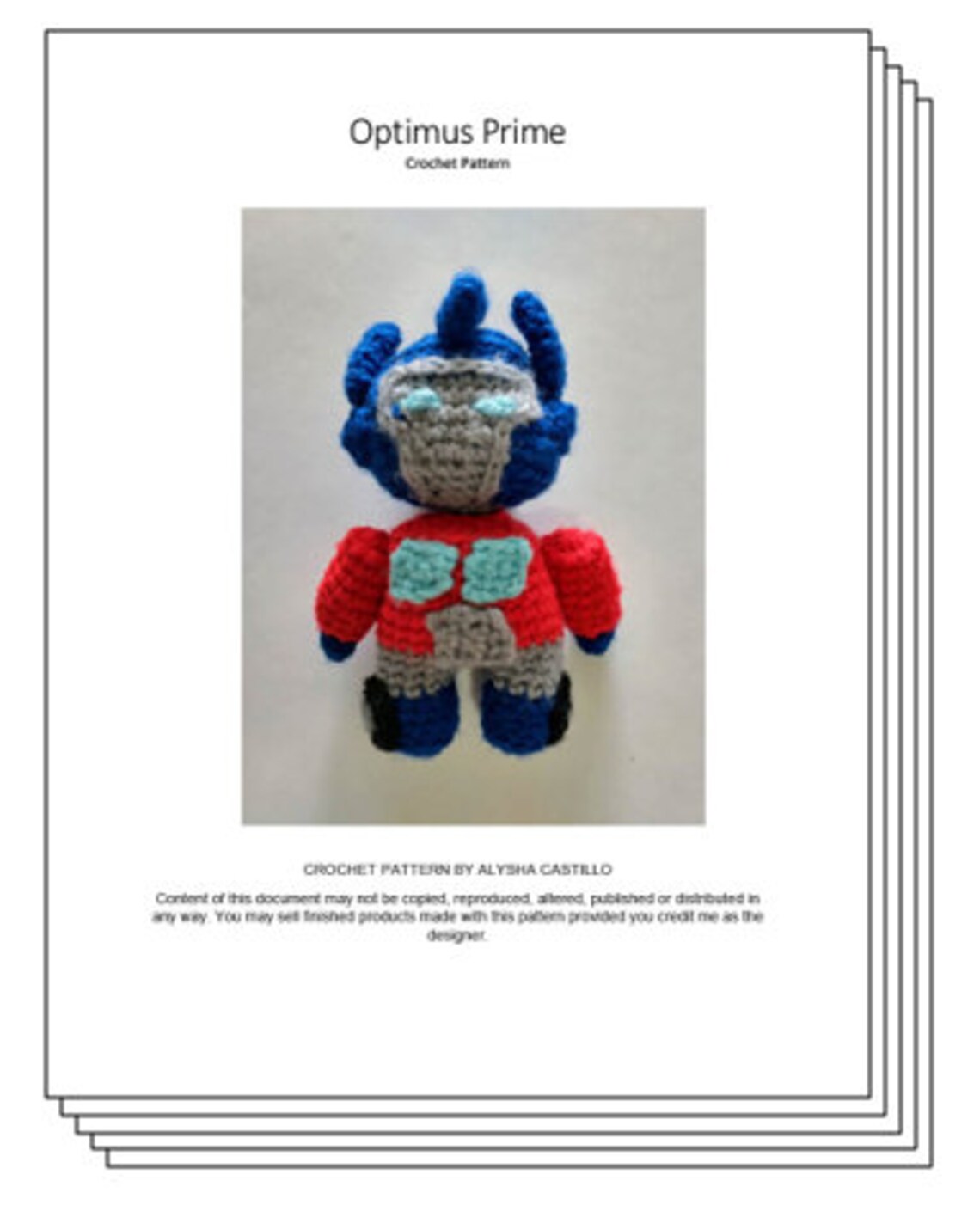 Optimus Prime Amigurumi Pattern - PDF PATTERN ONLY - Etsy