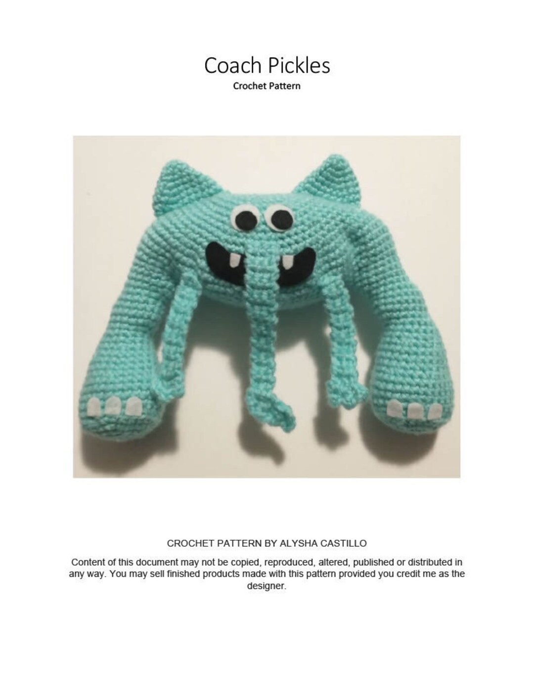 Coach Pickles Crochet Pattern - PDF PATTERN ONLY - Etsy