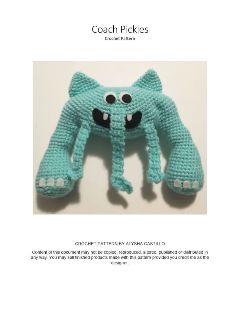 Coach Pickles Crochet Pattern - PDF PATTERN ONLY - Etsy