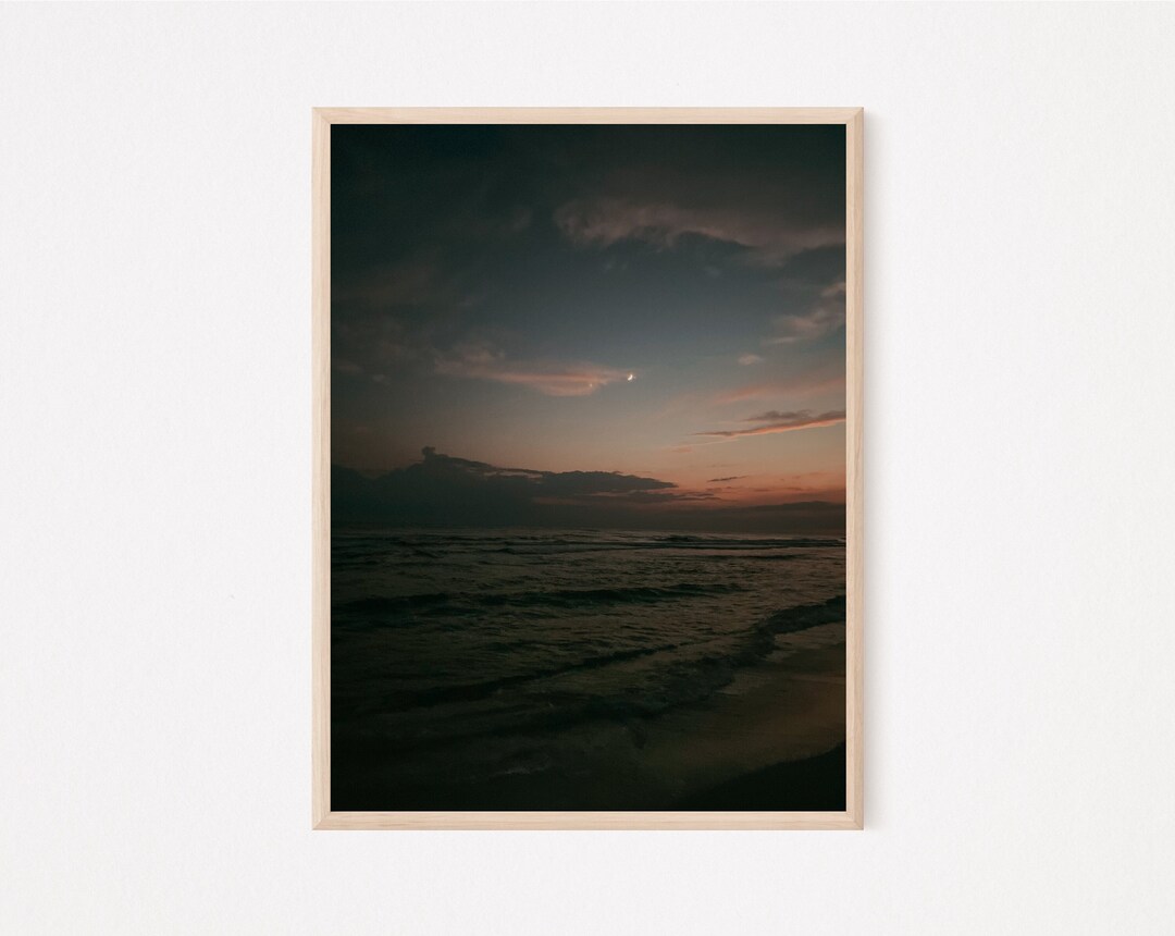 Ocean Beach Photography With Moon Photo Print, Easy Florida Gift ...