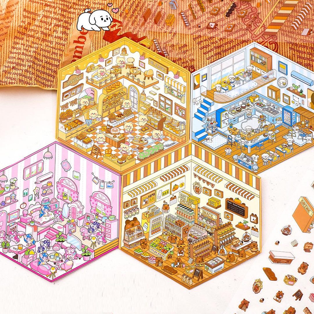 3D Isometric Sticker 4 Scenes - 4 Themes Sets: Pony House|bear Bakery ...