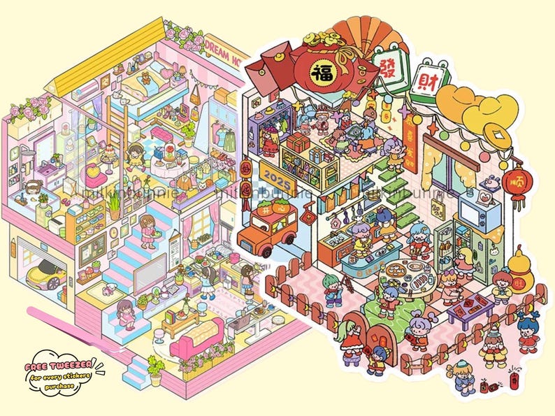 3D Isometric Big Sticker 2 Scenes - Make Your Own: Realize One's Hope ...