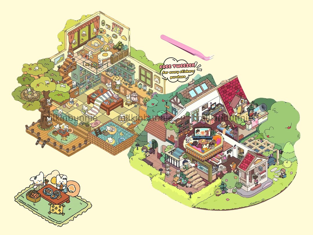 3D Isometric Large Sticker 2 Scenes - Make Your Own: Island Villa ...