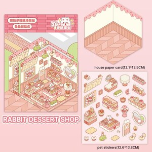 DIY 3D Isometric Sticker 4 Scenes Make Your Own: Rabbit Dessert ...
