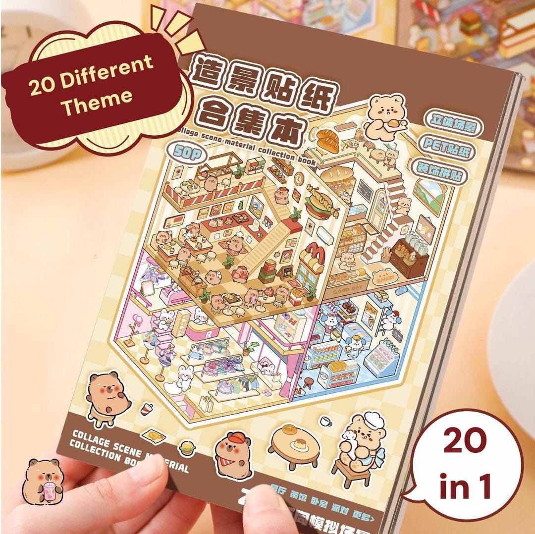 20 3D Isometric Scene Sticker in 1 Book - DIY Miniature Room Decor - Etsy