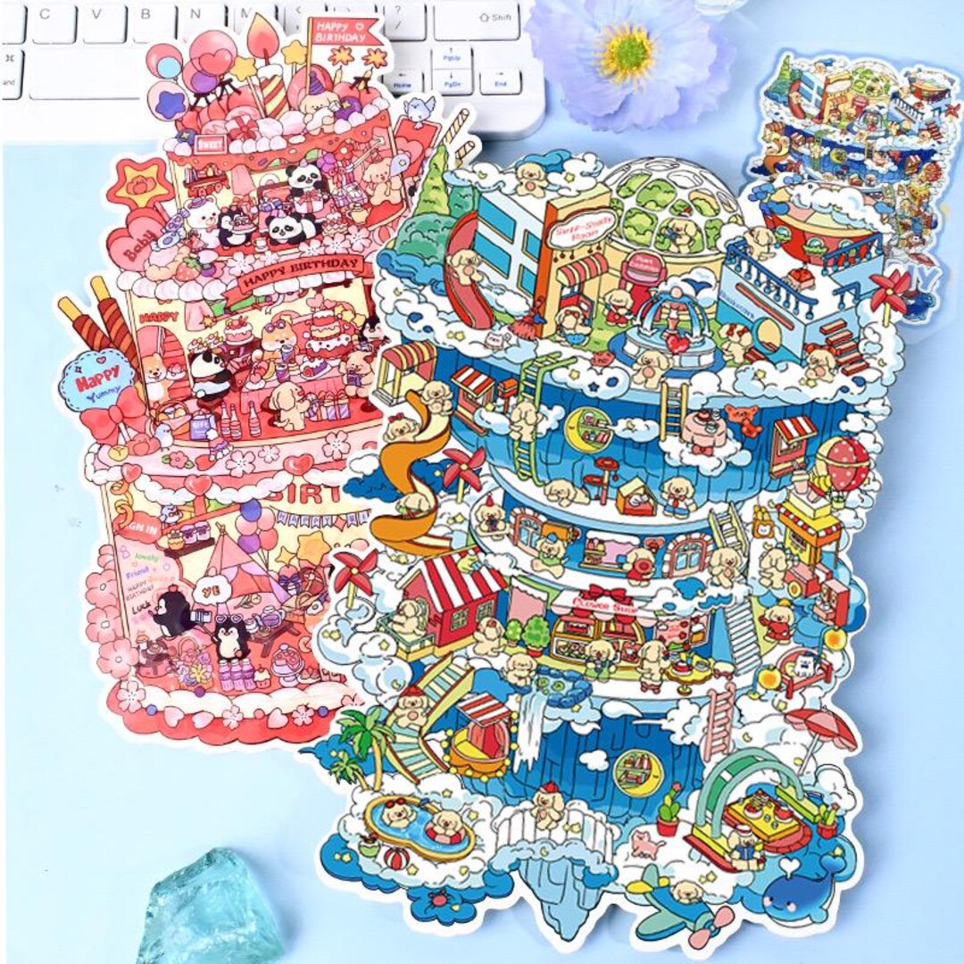 3D DIY Isometric Large Sticker Set 2 Scenes - Make Your Own: Happy ...