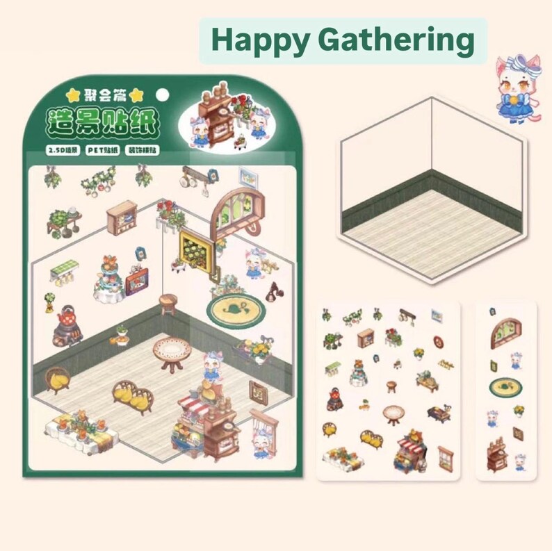 DIY 3D Isometric Big Sticker 4 Scenes Make Your Own: Christmas Cozy Bed ...