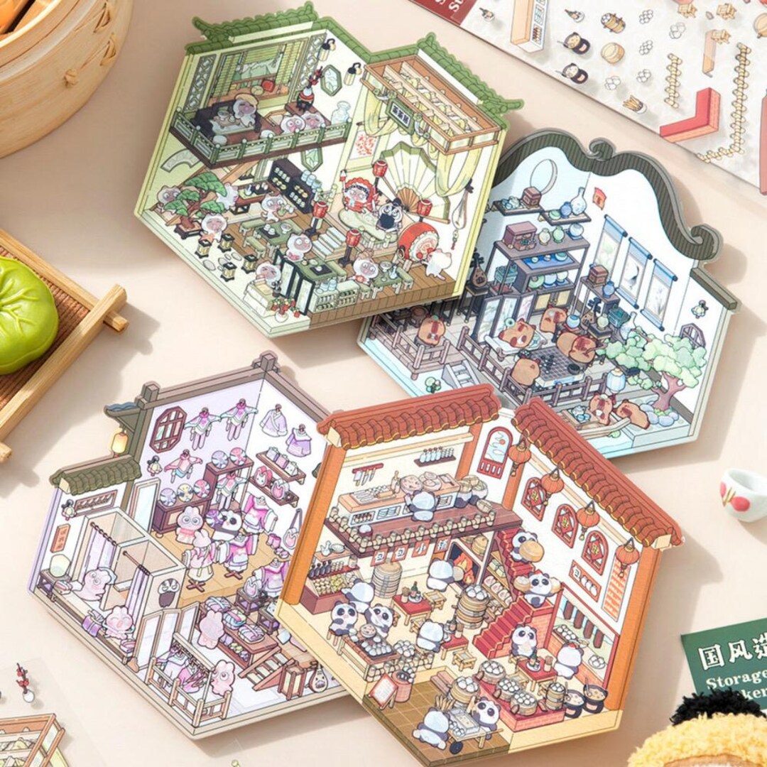 DIY 3D Isometric Sticker 4 Scenes Make Your Own: Baozi Shopdress ...