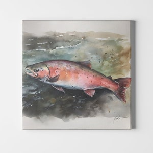 Salmon Art 3 File Types Digital Art Fish Painting for Fishermen Perfect ...