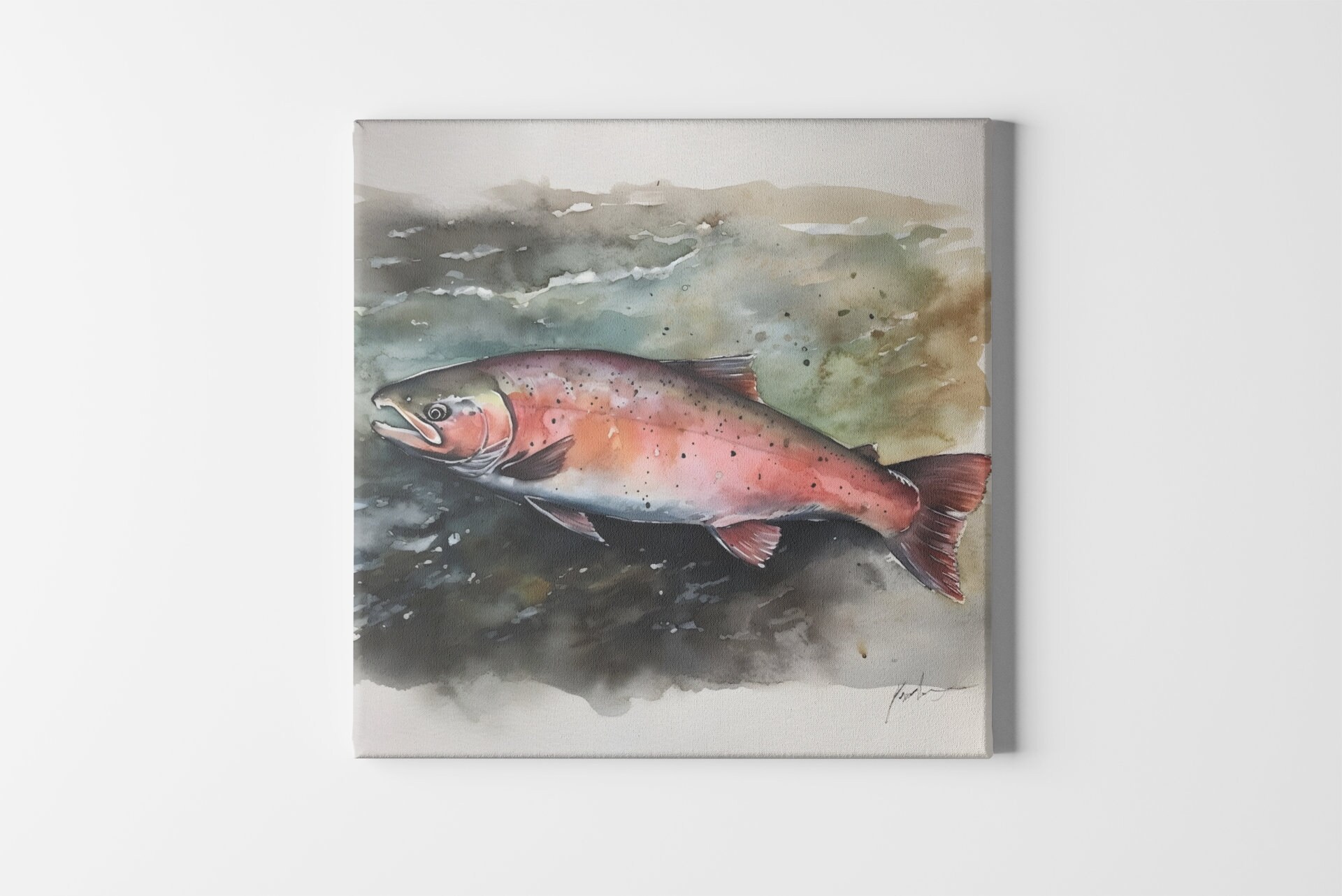 Salmon Art 3 File Types Digital Art Fish Painting for Fishermen Perfect ...