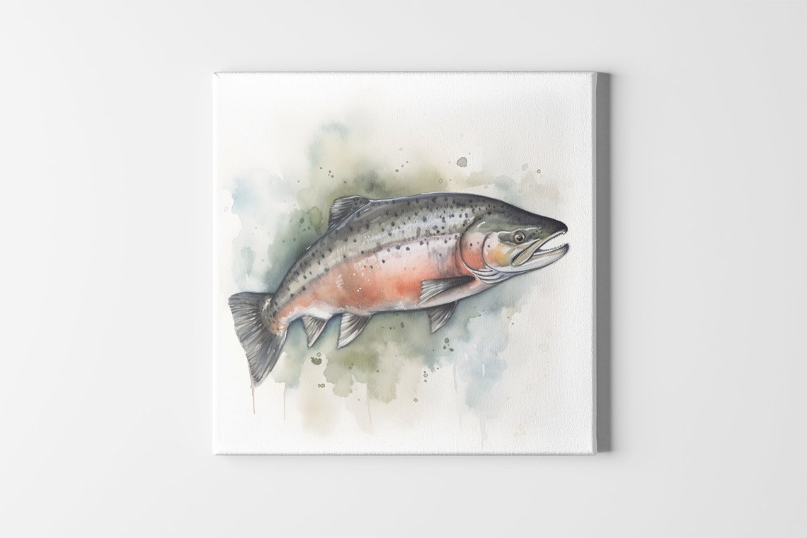 Salmon Art 3 File Types Digital Art Fish Painting for Fishermen Perfect ...
