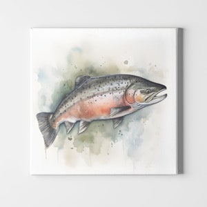 Salmon Art 3 File Types Digital Art Fish Painting for Fishermen Perfect ...