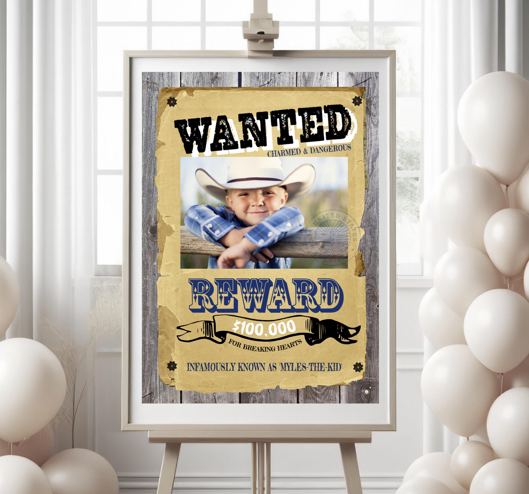 Editable Wanted Poster, Modern Wanted Poster Welcome Party Sign, Wild ...