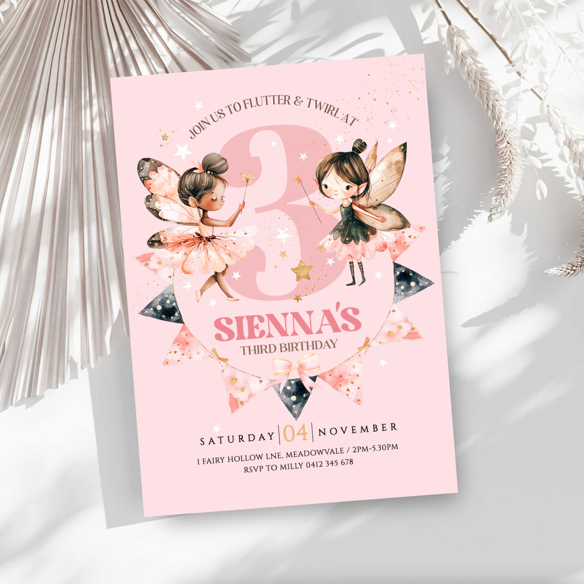 EDITABLE Fairy Birthday Invitation Magical Fairy Birthday Invite Fairy ...