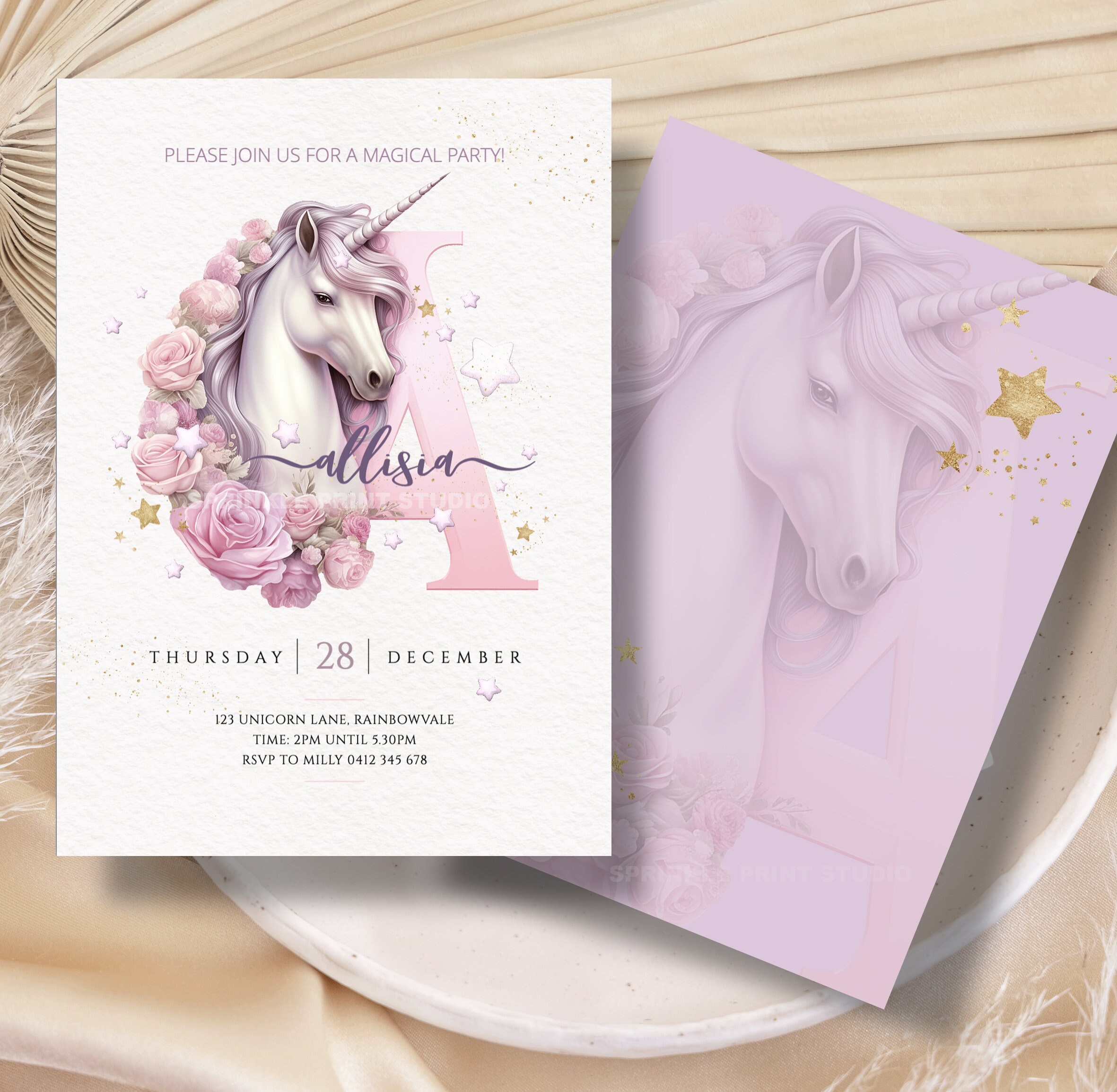EDITABLE Unicorn Birthday Invitation Magical Party Invite - Etsy