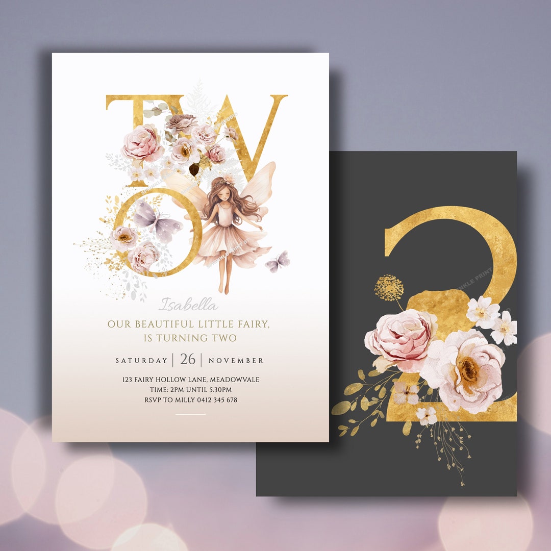 EDITABLE Fairy 2nd Birthday Invitation Enchanted Fairy - Etsy
