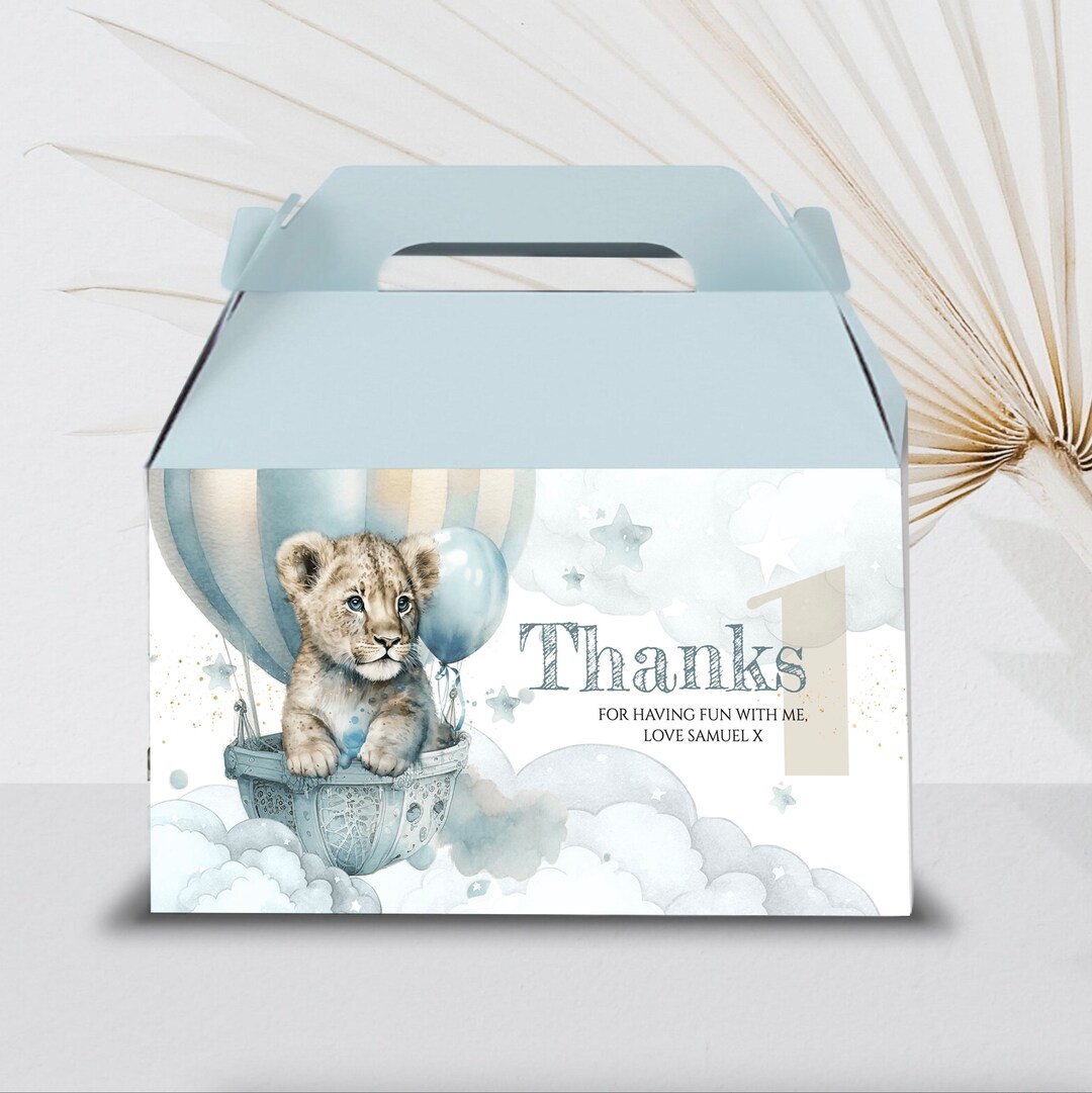 Editable Lion Birthday Treat Box Label 1st Birthday Gable Box Label ...