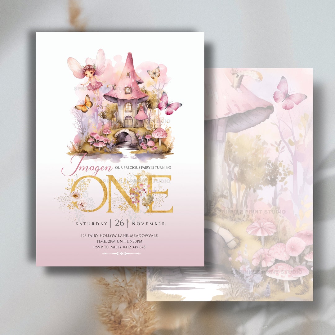 EDITABLE Fairy 1st Birthday Invitation Enchanted Fairy Garden Magical ...