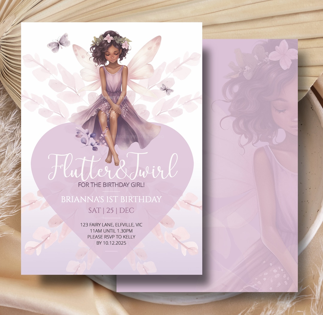 Fairy Flutter & Twirl 1st Birthday Invitation Enchanted Garden Fairy ...