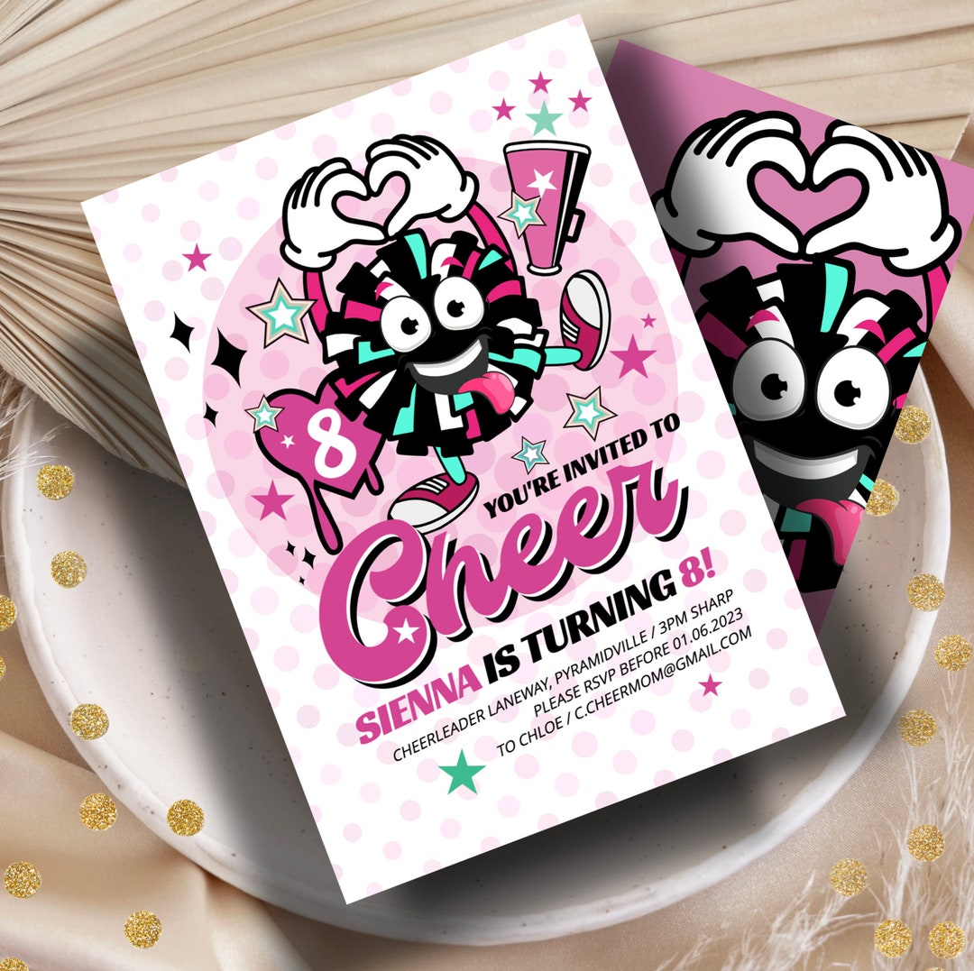 EDITABLE Cheerleading Birthday Invitation Sports Birthday Invitation ...