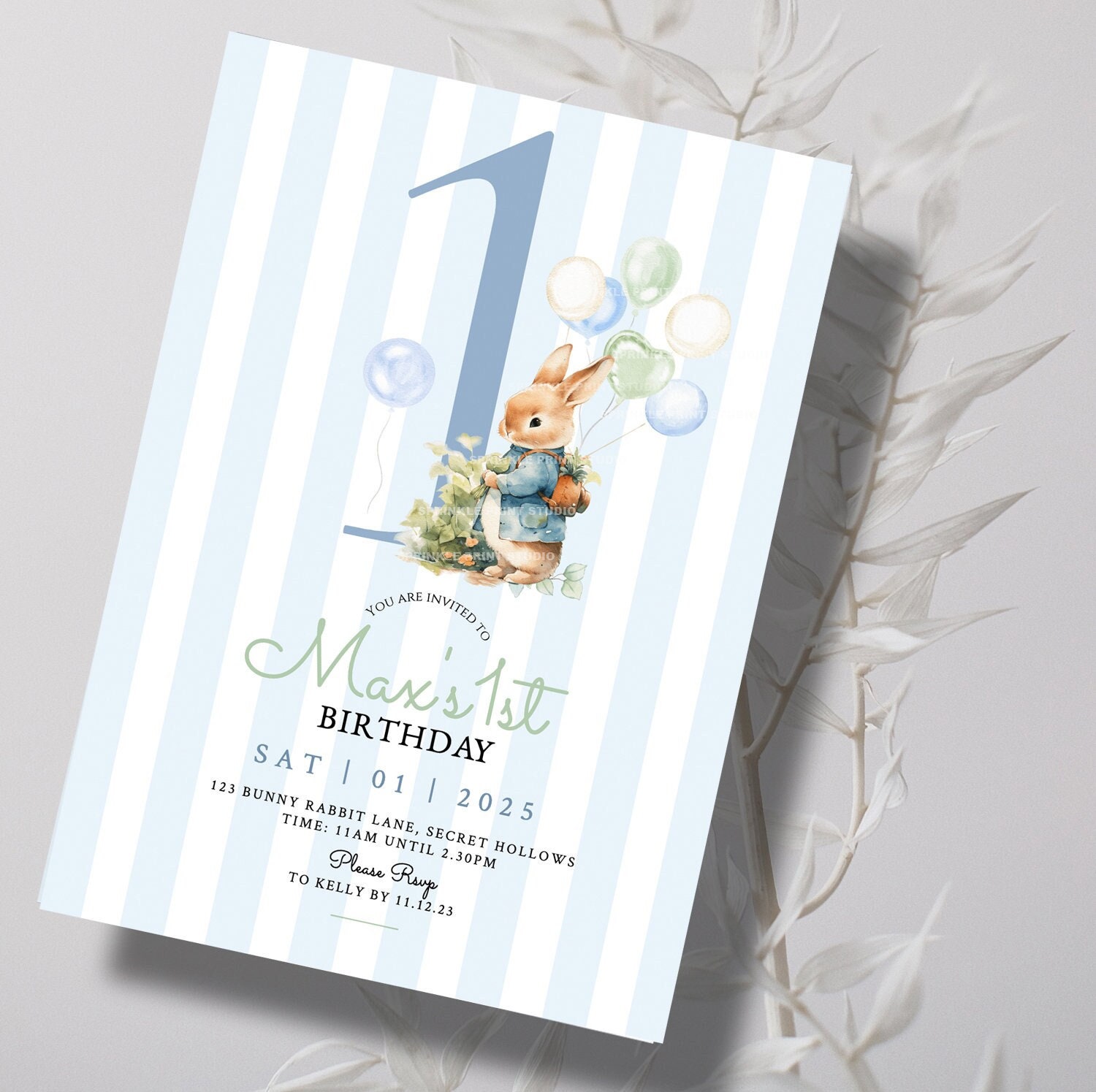 Editable Rustic Peter Rabbit Invitation Boy Blue Peter Rabbit - Etsy
