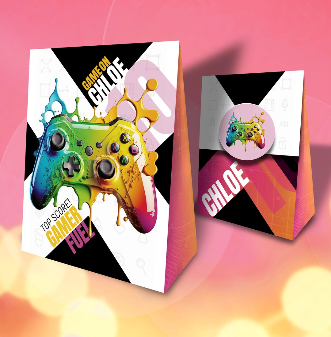 EDITABLE Video Game Birthday Treat Bag, Game Party Gift Box, Gamer ...