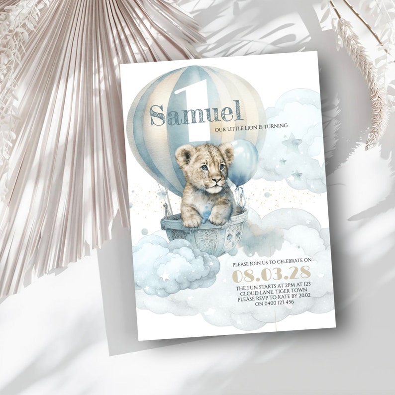 Editable Lion Birthday Treat Box Label 1st Birthday Gable Box Label ...