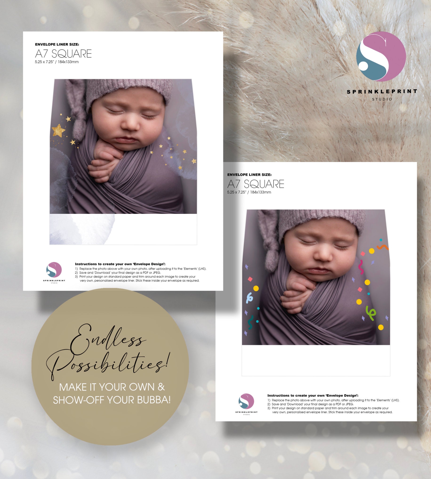 Editable Photo Envelope Liner Template, Printable Baby Envelope Liner ...