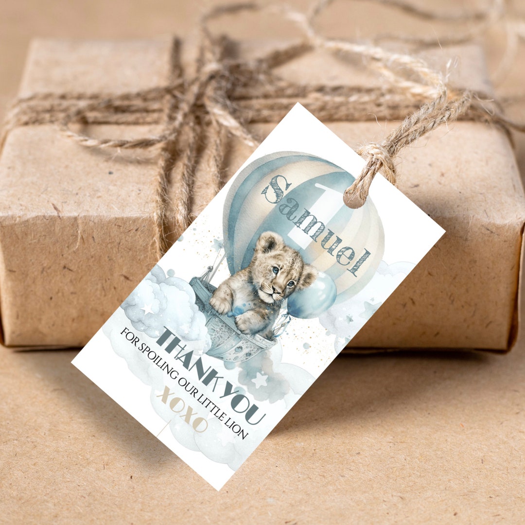 Editable Lion Birthday Gift Tag 1st Birthday Swing Tag Birthday Lion ...