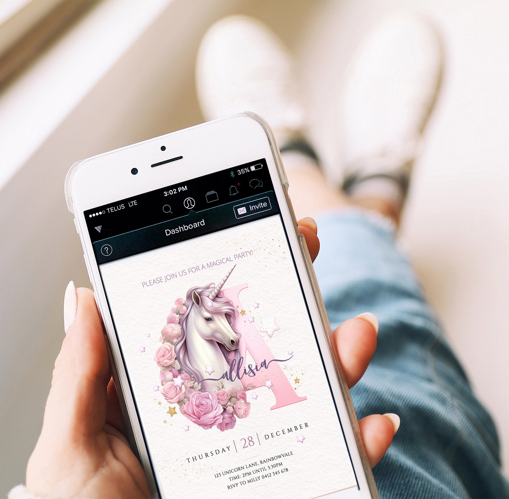 EDITABLE Unicorn Birthday Invitation Magical Party Invite - Etsy